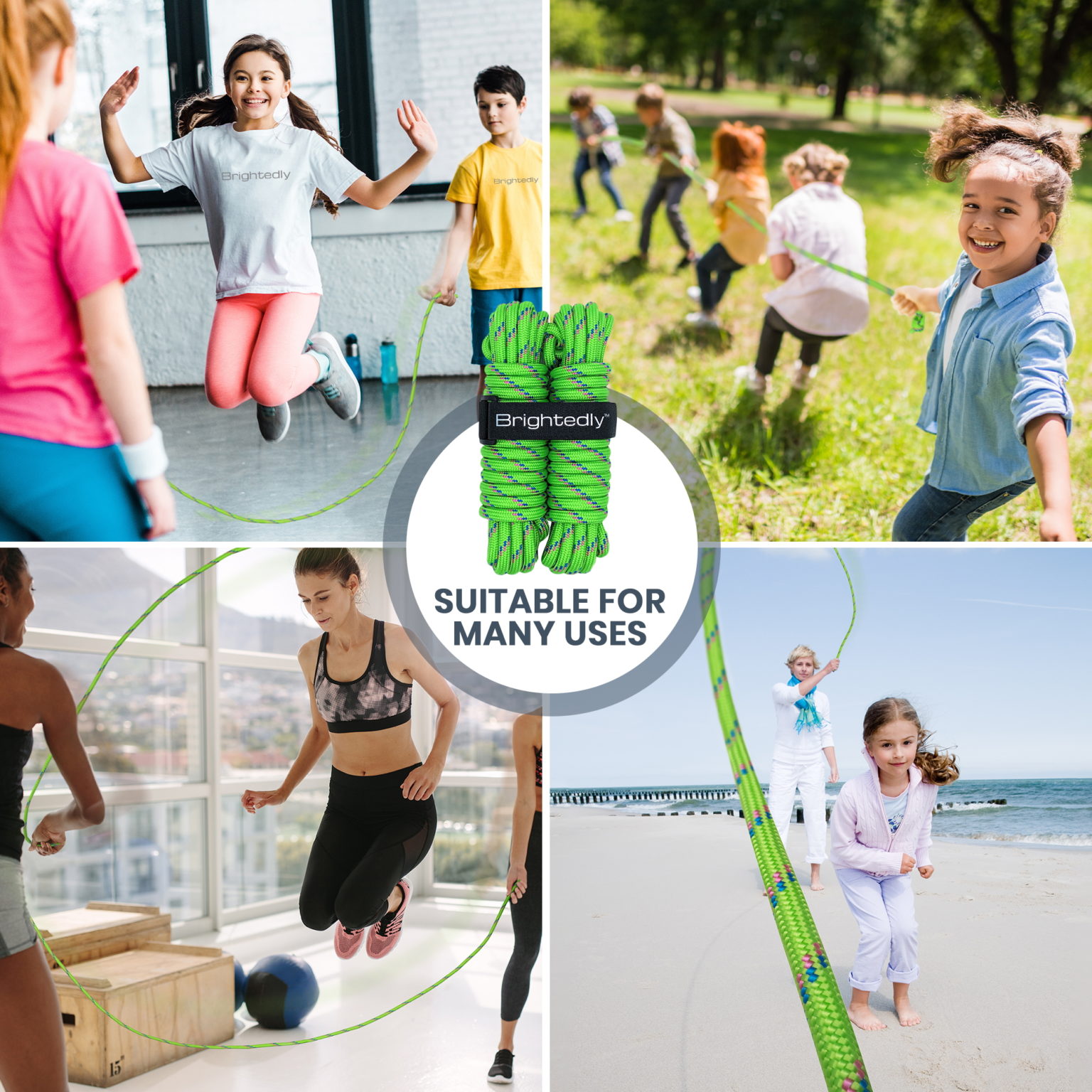 Brightedly 16ft (5m) Double Dutch Jump Rope Set - Green